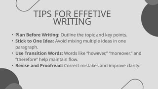 paragraph writing presentation in detail. | PPTX