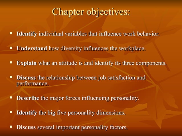 Individual differences and work behaviour | PPT
