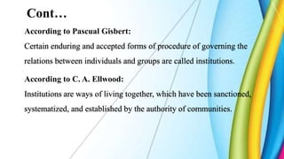 An Intro to Social Institutions & Institution of Economics | PPT