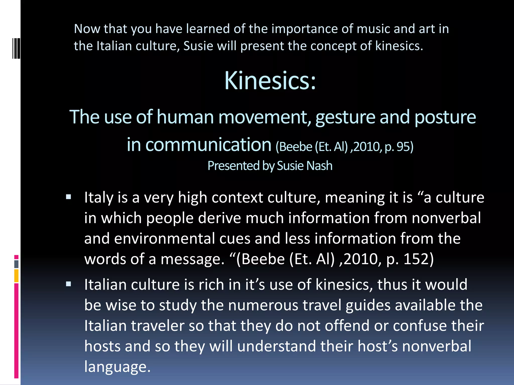 Culture and Nonverbal Communication in Italy | PPTX