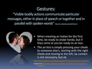 Culture and Nonverbal Communication in Italy | PPTX
