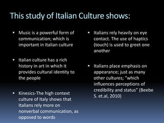 Culture and Nonverbal Communication in Italy | PPTX