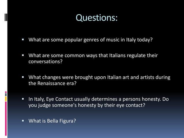 Culture and Nonverbal Communication in Italy | PPTX | Music | Entertainment