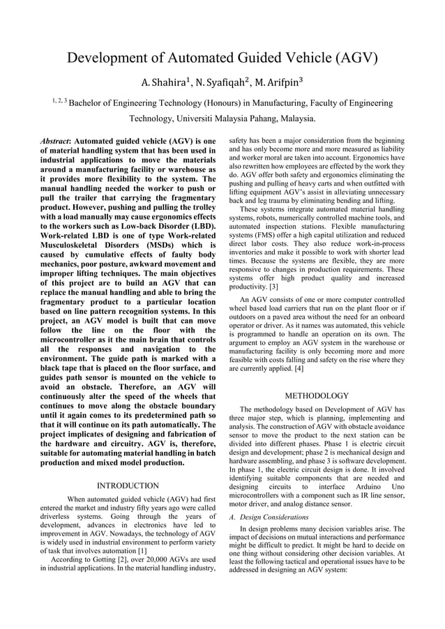 Development Of Automated Guided Vehicle Agv Pdf