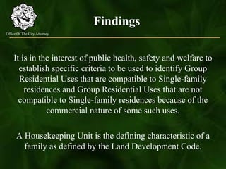Discussion Regarding Land Development Code Amendments for Group Residential Uses | PPT