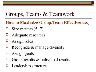 Groups, teams & teamwork | PPT