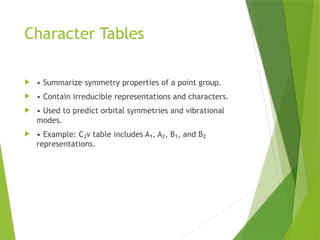 Group Theory in Chemistry, symmetry elements and application | PPTX