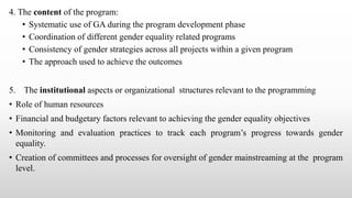 INTEGRATING GENDER EQUALITY IN TO PROJECTS AND PROGRAMS | PPTX