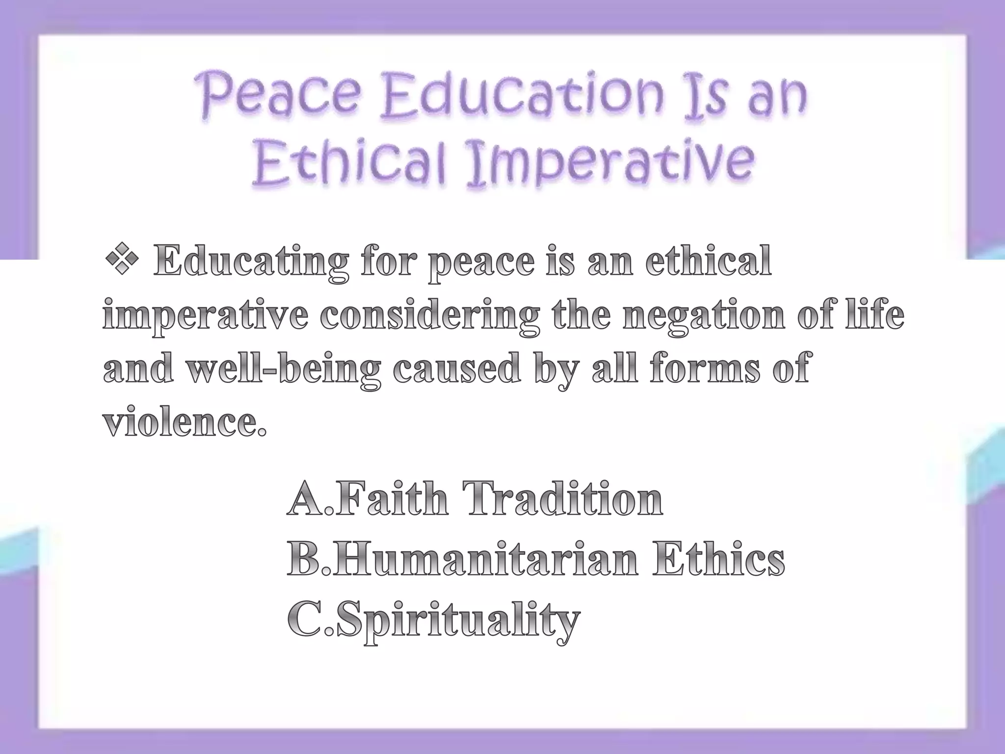 Peace Education :a transformative response to major societal challenges ...