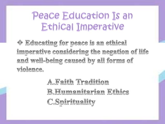 Peace Education :a transformative response to major societal challenges ...