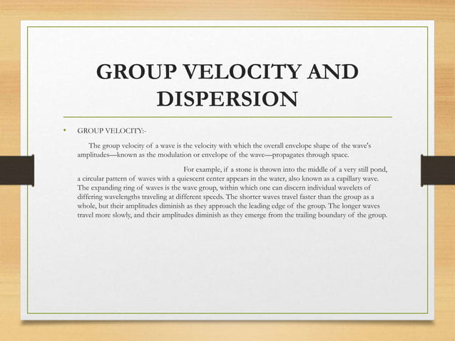 Group velocity and dispersion | PPT