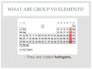 Group VII elements - Halogens | PPTX
