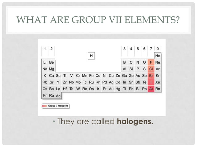 Group VII elements - Halogens | PPTX