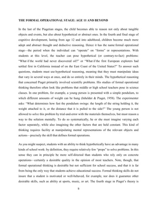 PIAGET’S AND PAVLOV’S PSYCHOLOGICAL THEORIES OF LEARNING | PDF