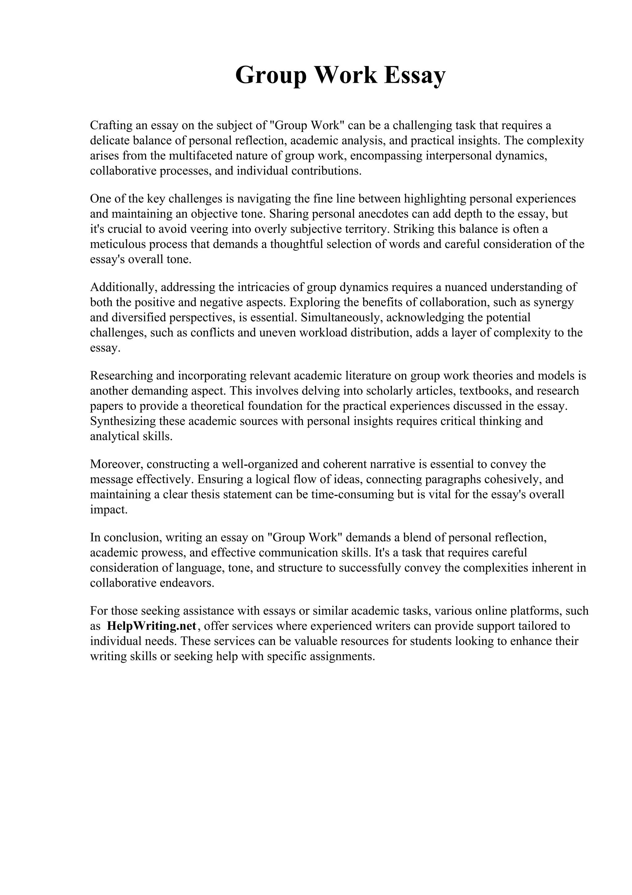 Group Work Essay | PDF