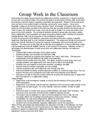 Group work in the classroom | DOCX