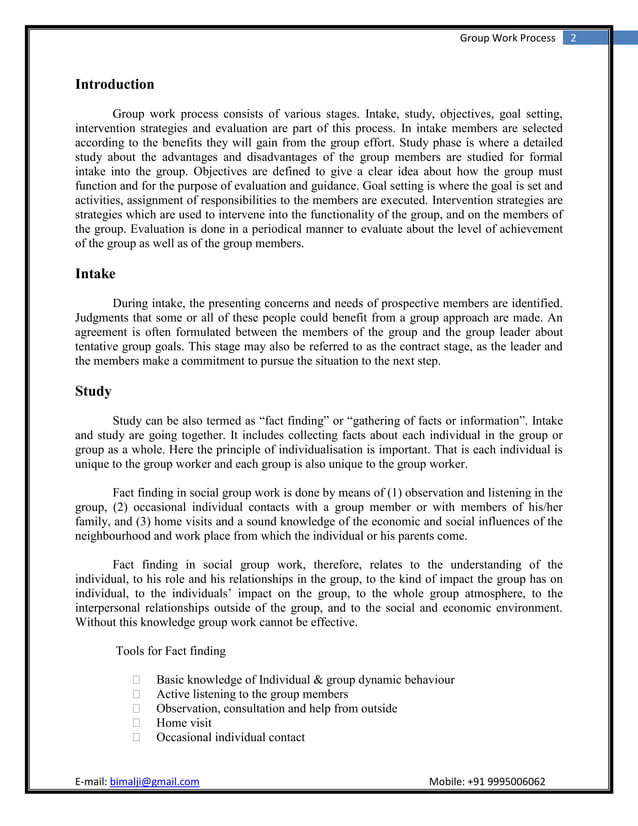 Group work process | DOCX | Education