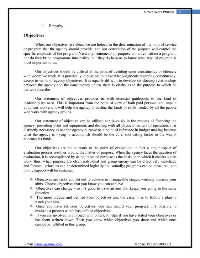 Group work process | DOCX | Education