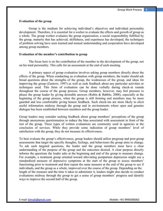 Group work process | DOCX | Education