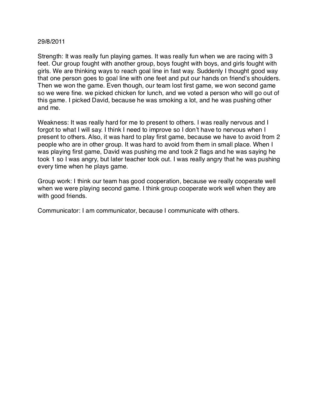 Group work reflection