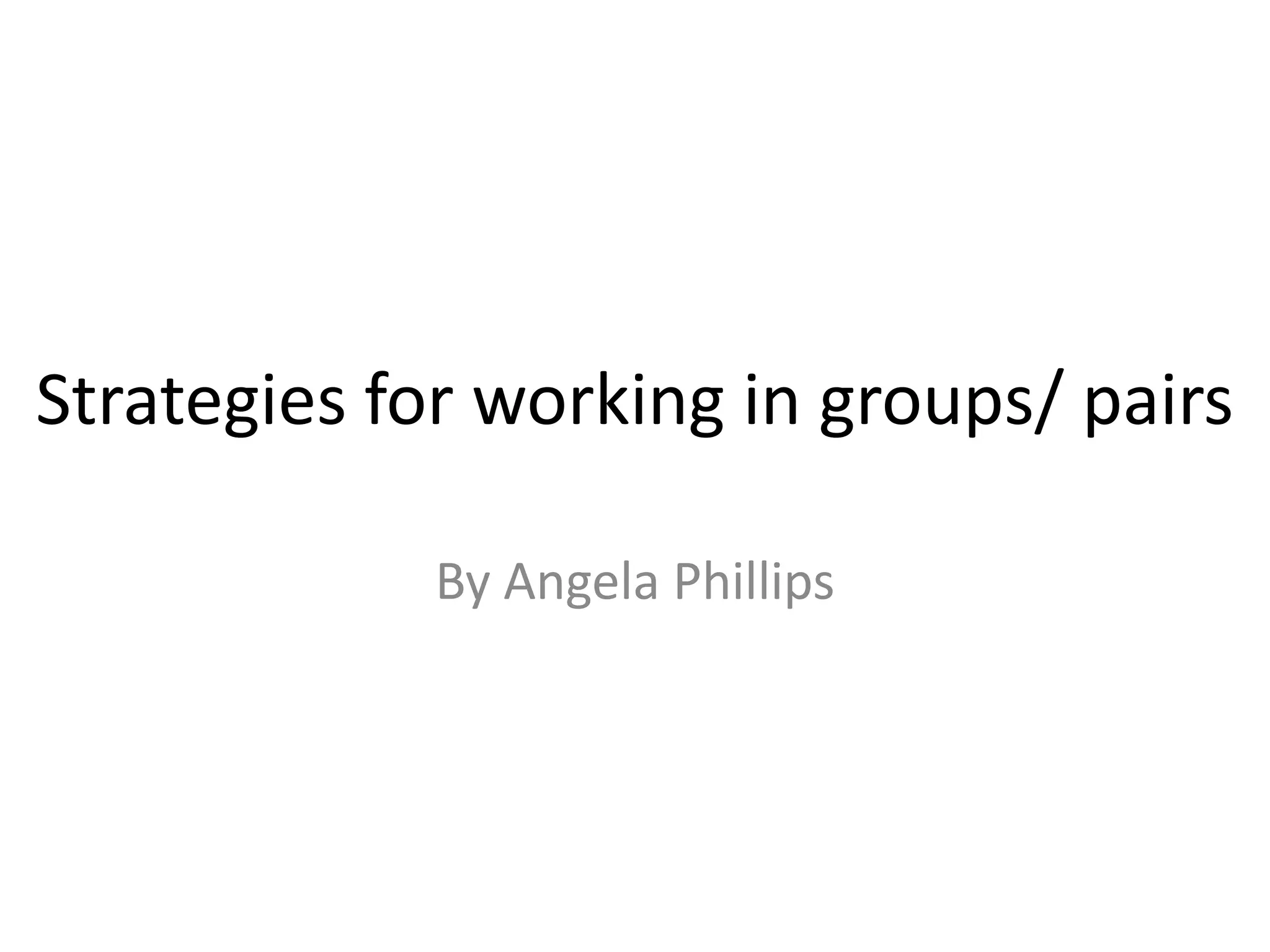 Group work strategies | PPTX