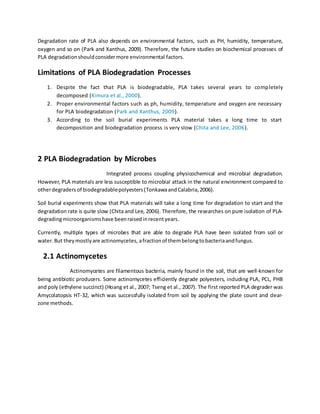 Poly lactic Acid Biodegradation | DOCX