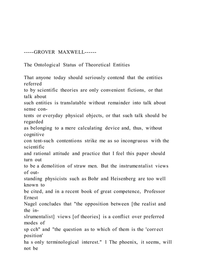 GROVER MAXWELL------The Ontological Status of Theoret | DOCX