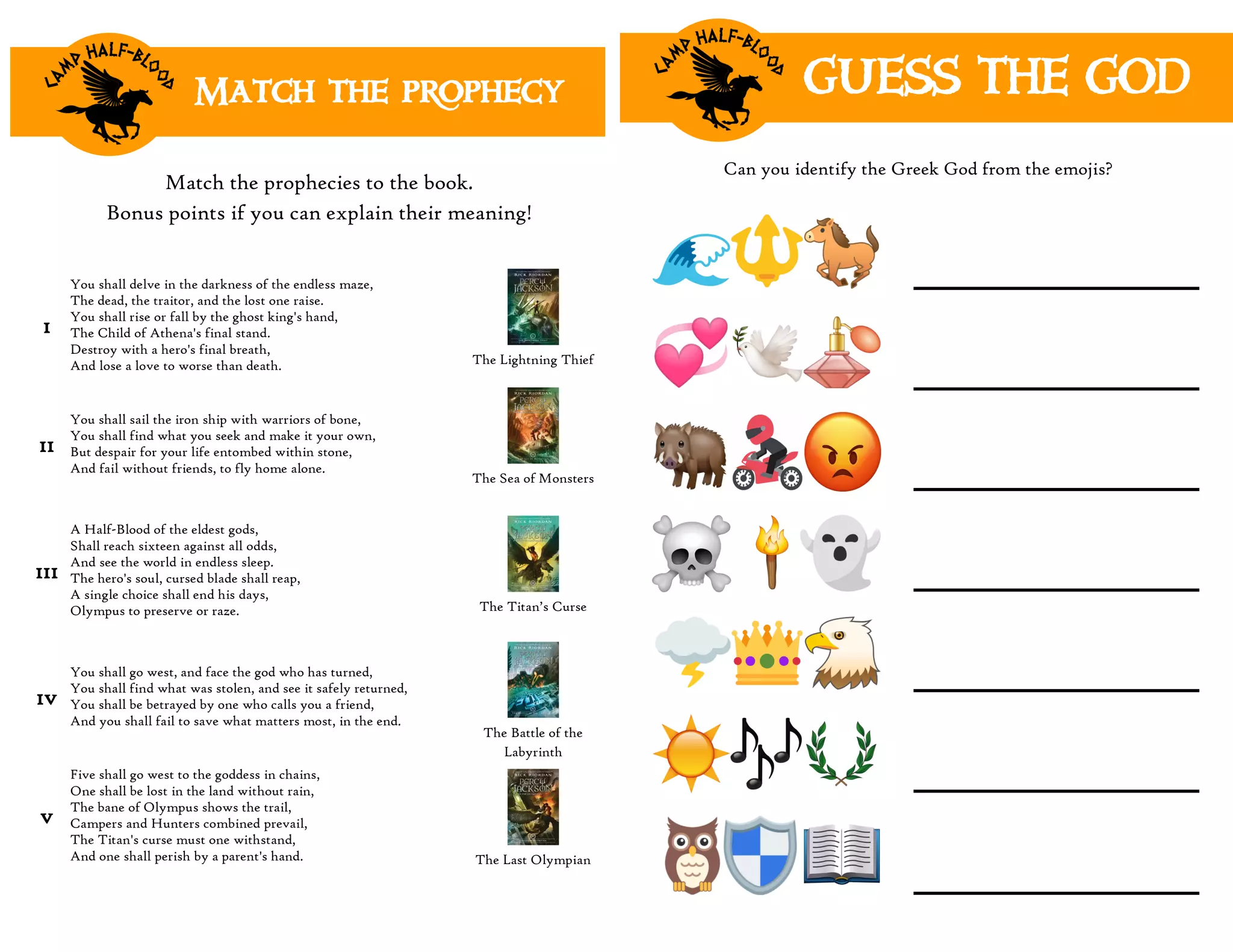 Camp Half Blood: Grover Prophecy Puzzle Packet | PDF
