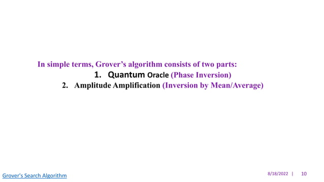Quantum Search Algorithm | PPTX | Physics | Science
