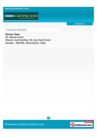 Grover Sons, Mumbai, Whole Spices | PDF