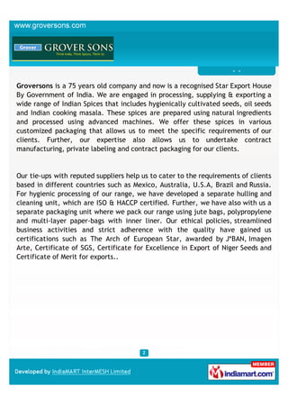 Grover Sons, Mumbai, Whole Spices | PDF