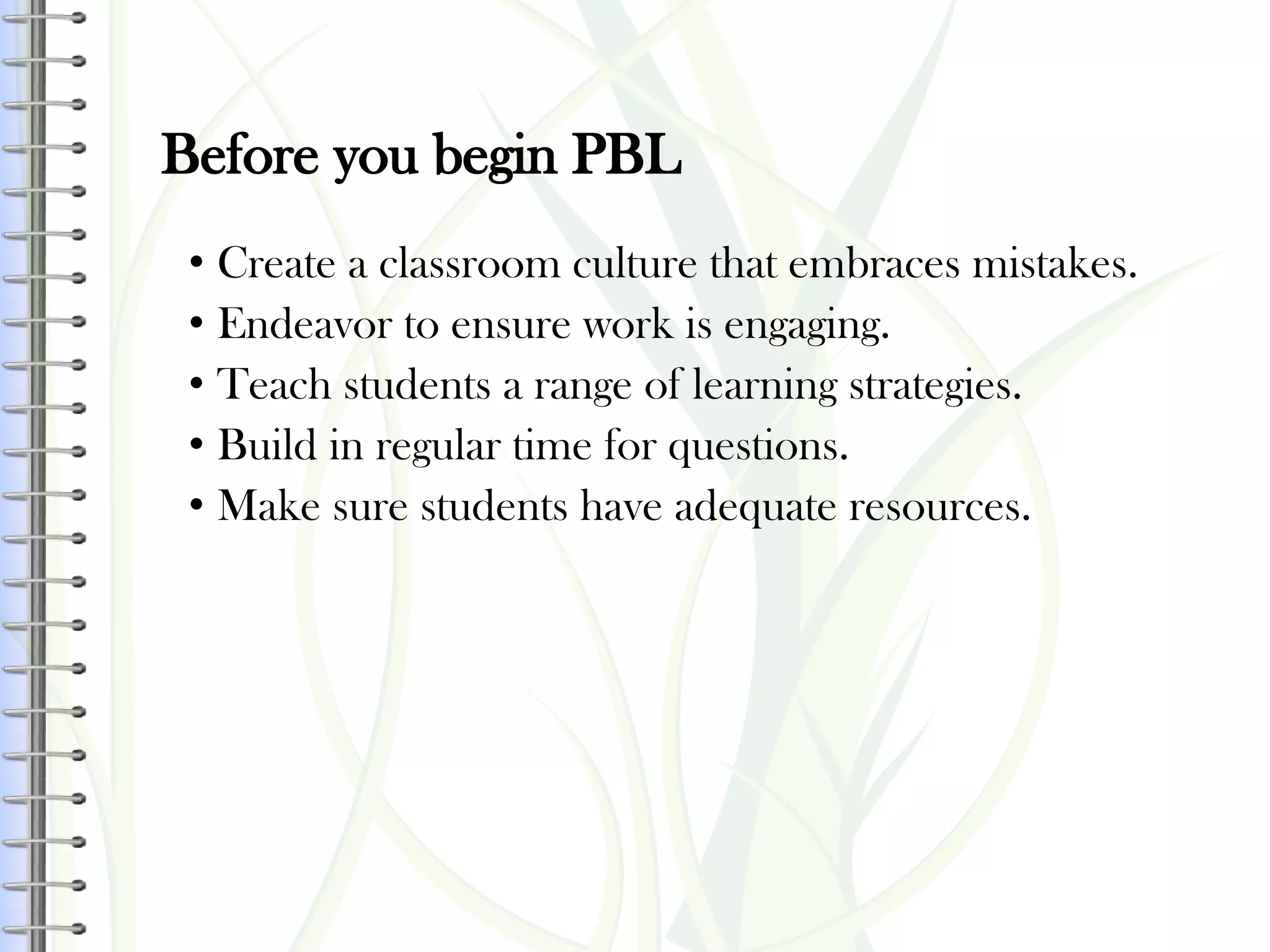 Growth Mindset During Project Based Learning | PDF