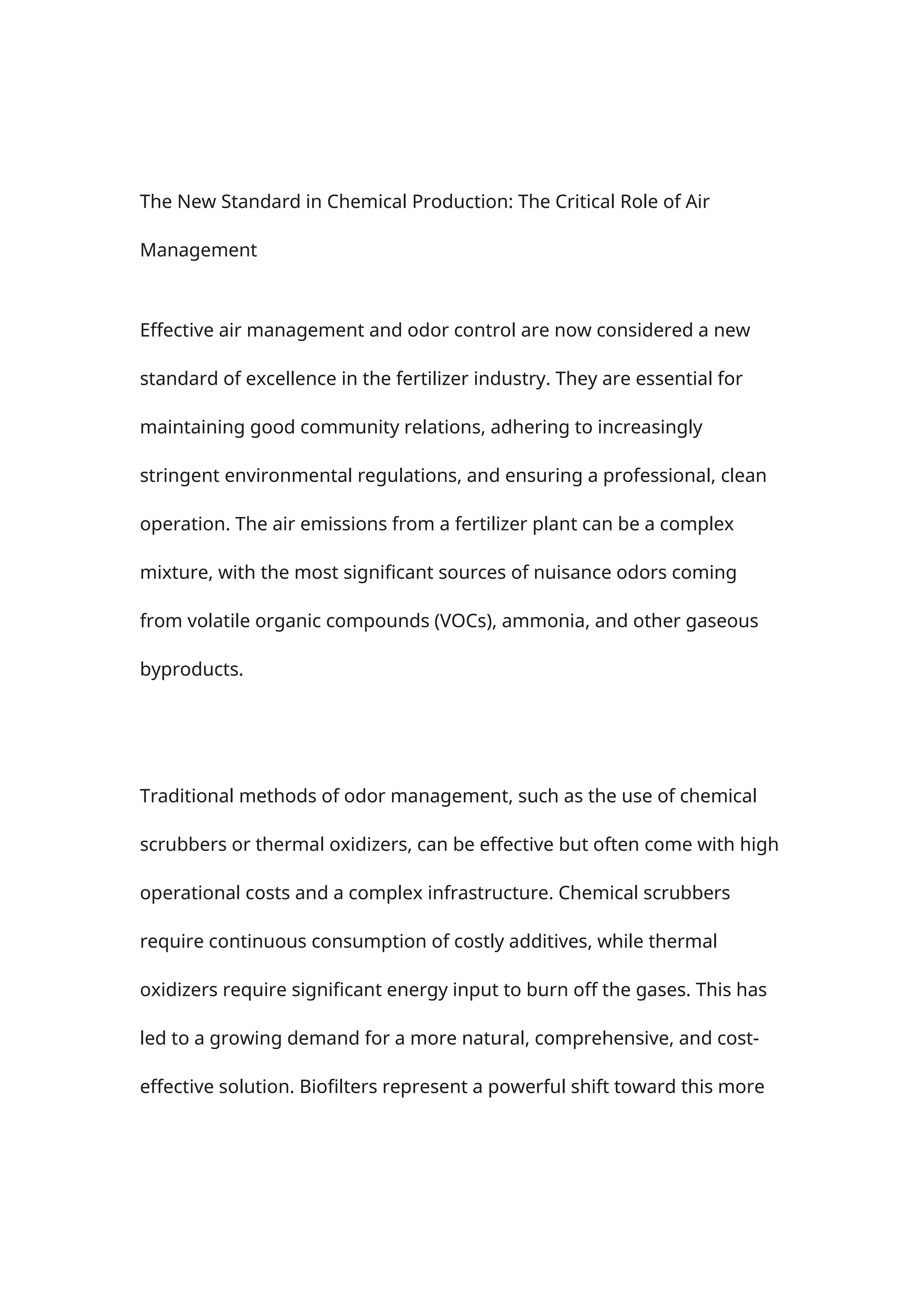 Growing a Greener Future Engineering Advanced Biofilters for Fertilizer ...
