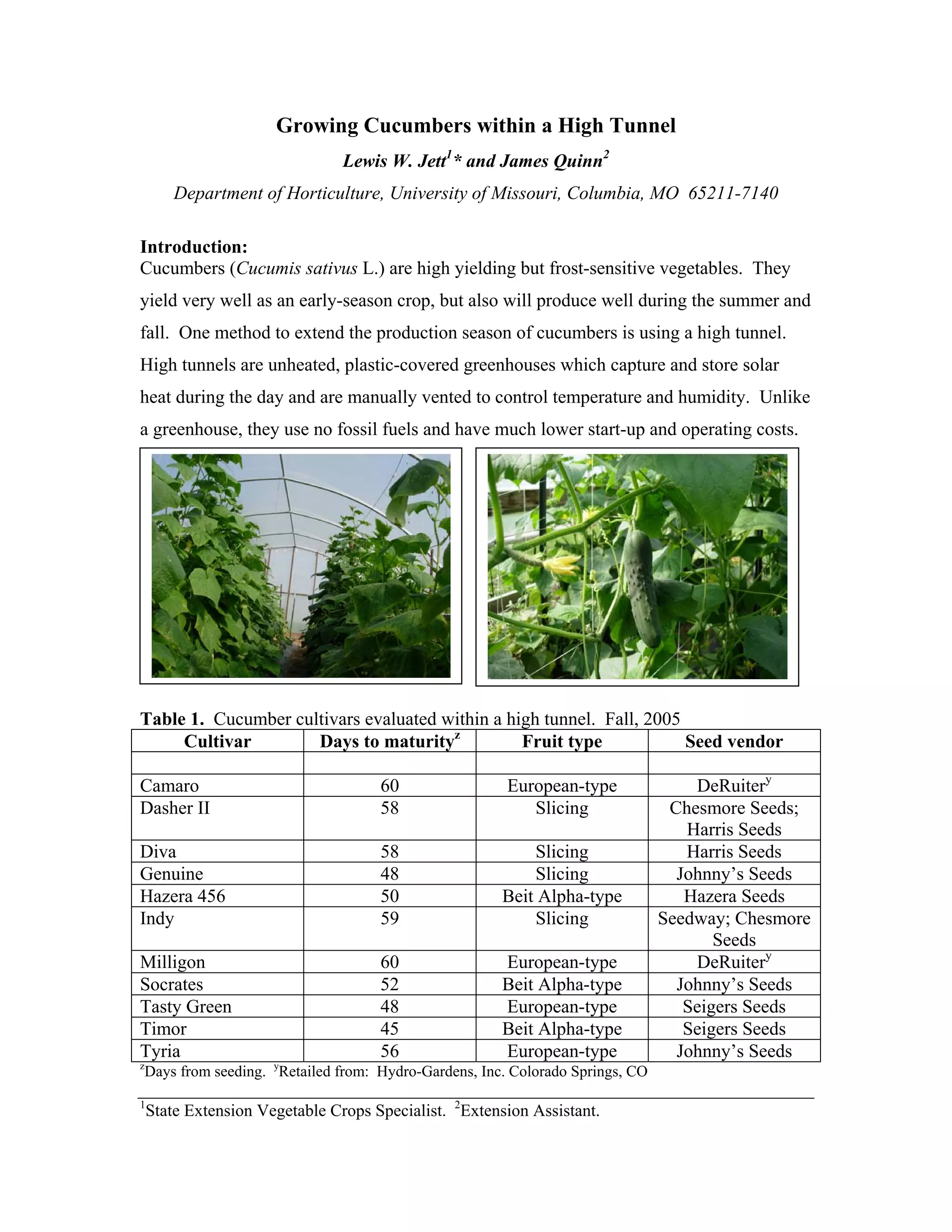 Growing cucumbers in_high_tunnel | PDF | Agriculture | Industries