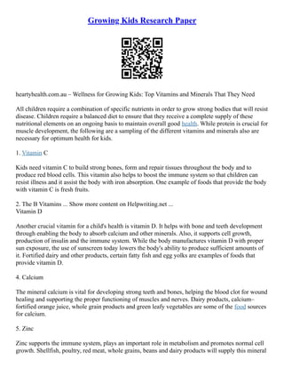 Growing Kids Research Paper | PDF