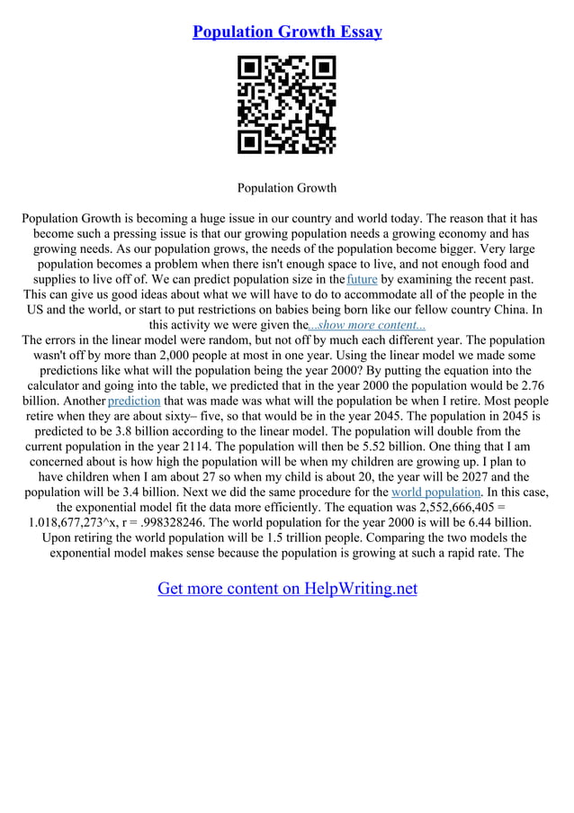 Growing Population Essay | PDF | Biological Sciences | Science