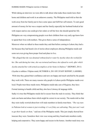 Growing trend of Philippine nannies in Pakistan: Causes and ...