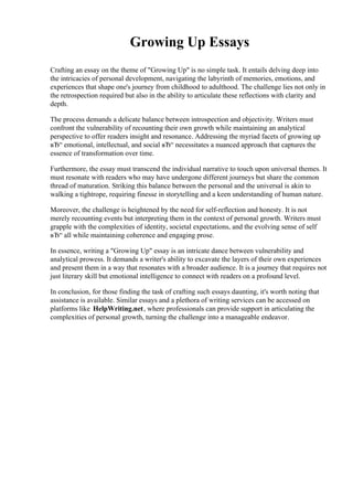 Growing Up Essays.pdf | Homework and Study | Education