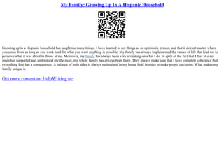 Growing Up Of A Latino Household Essay | PDF