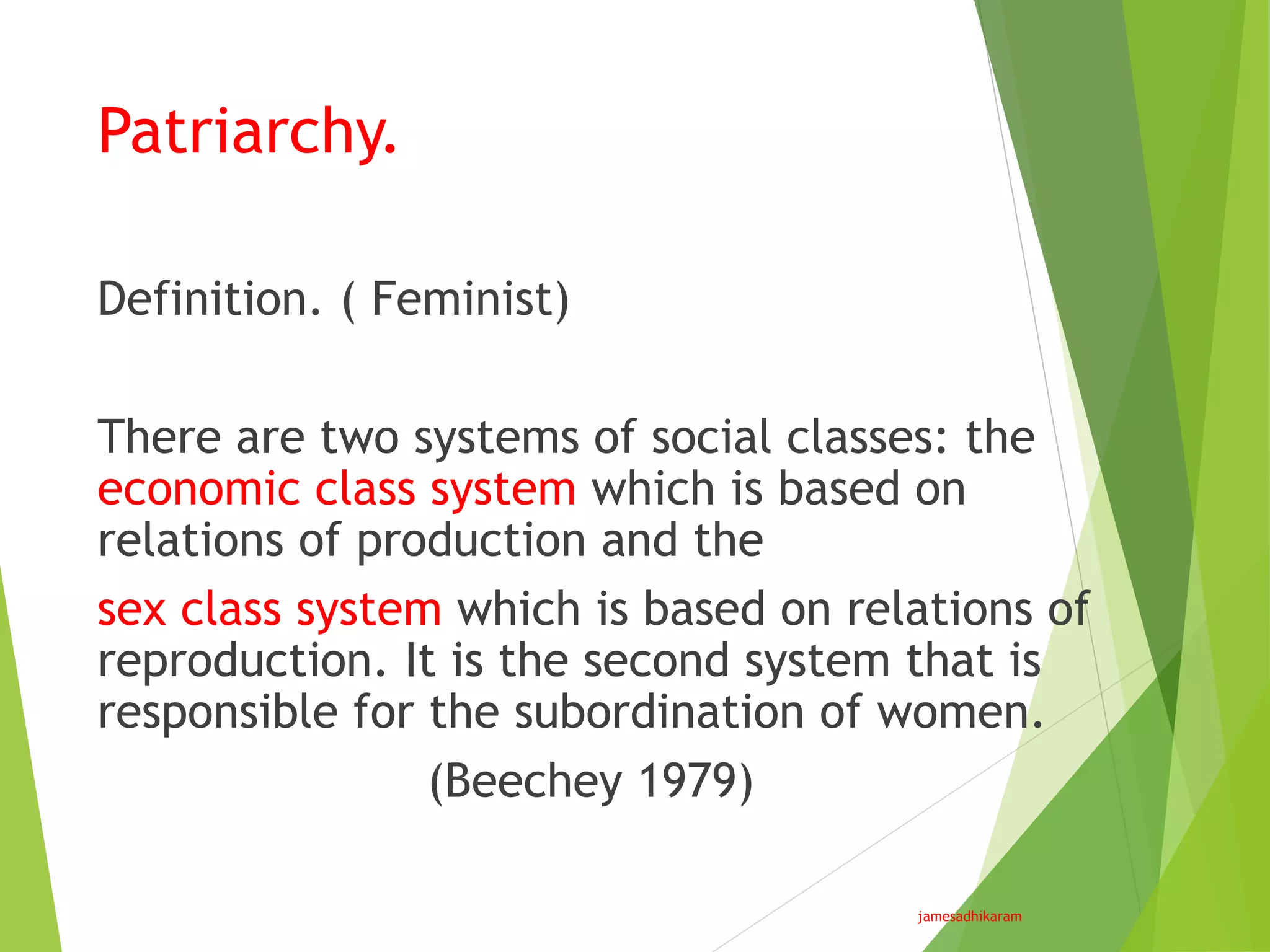 Patriarchy PPt from James Joseph Adhikarathil | PPTX