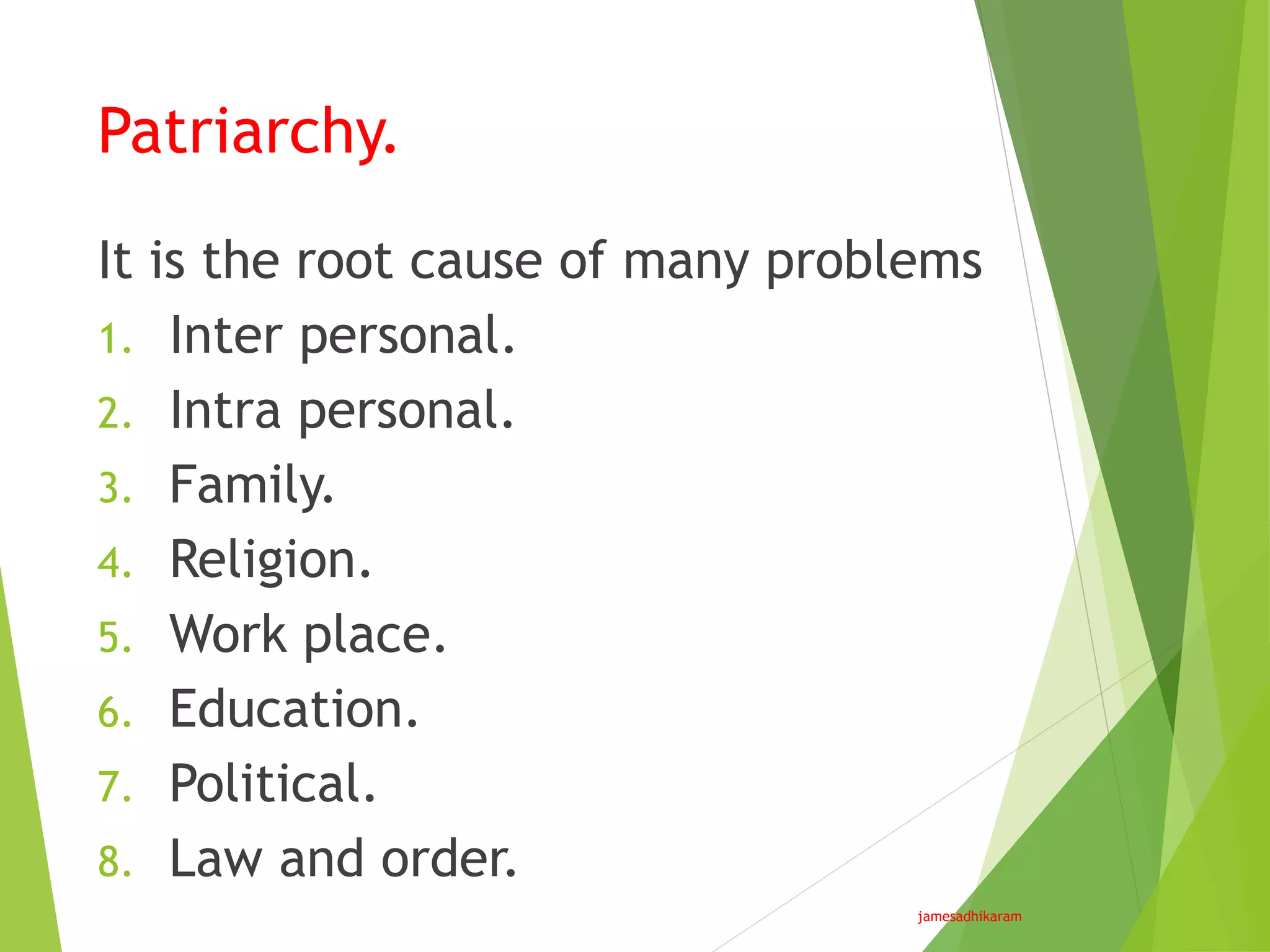 Patriarchy PPt from James Joseph Adhikarathil | PPTX