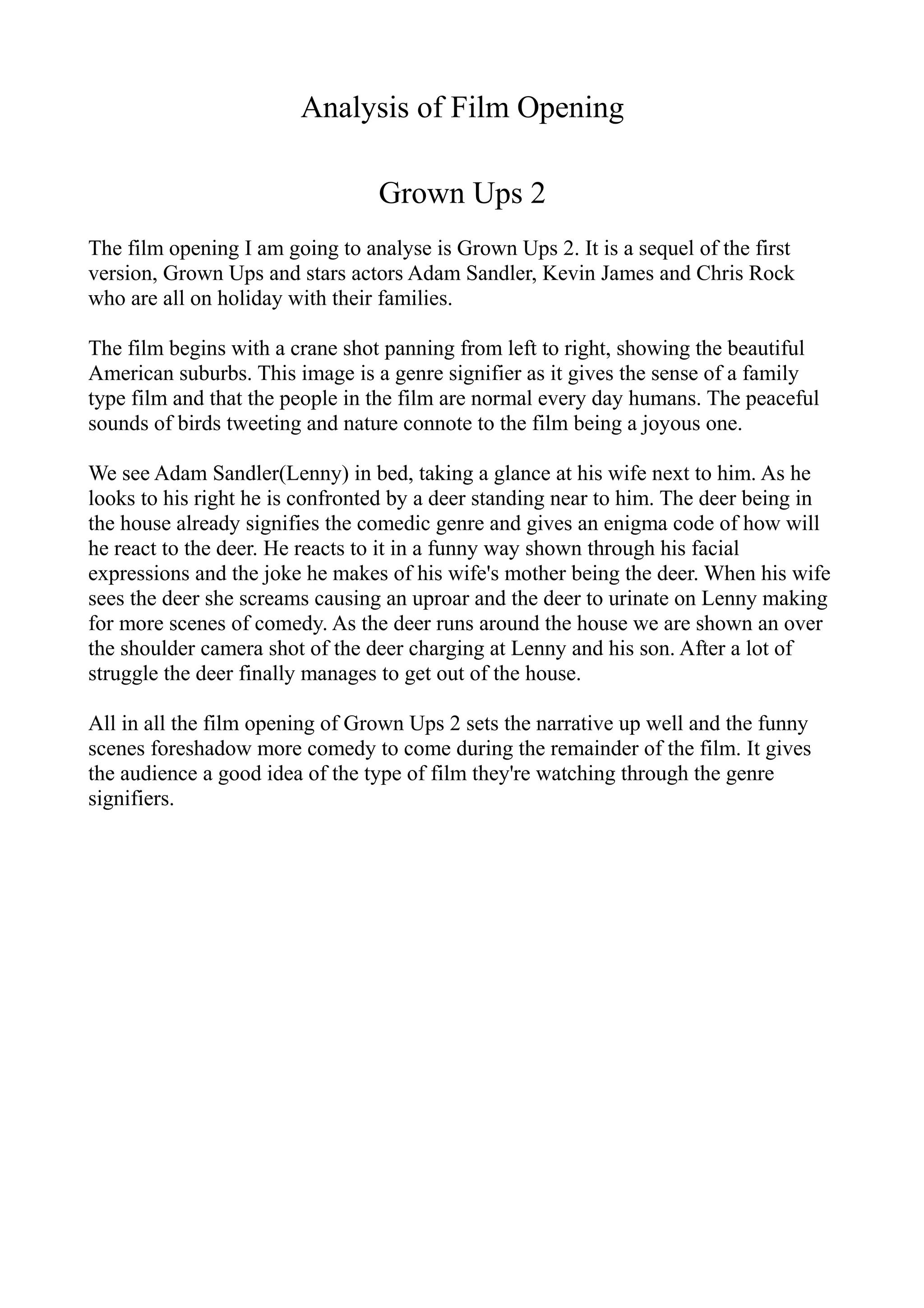 Grown ups 2 film opening analysis | ODT