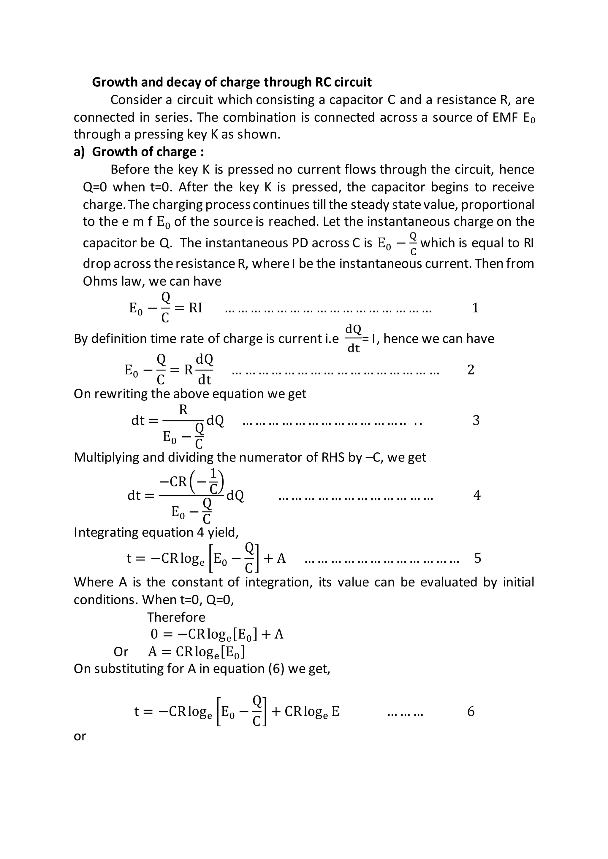 Growth and decay ...capacitor | DOCX