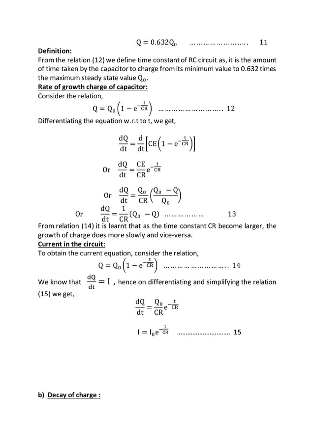 Growth and decay ...capacitor | DOCX | Physics | Science