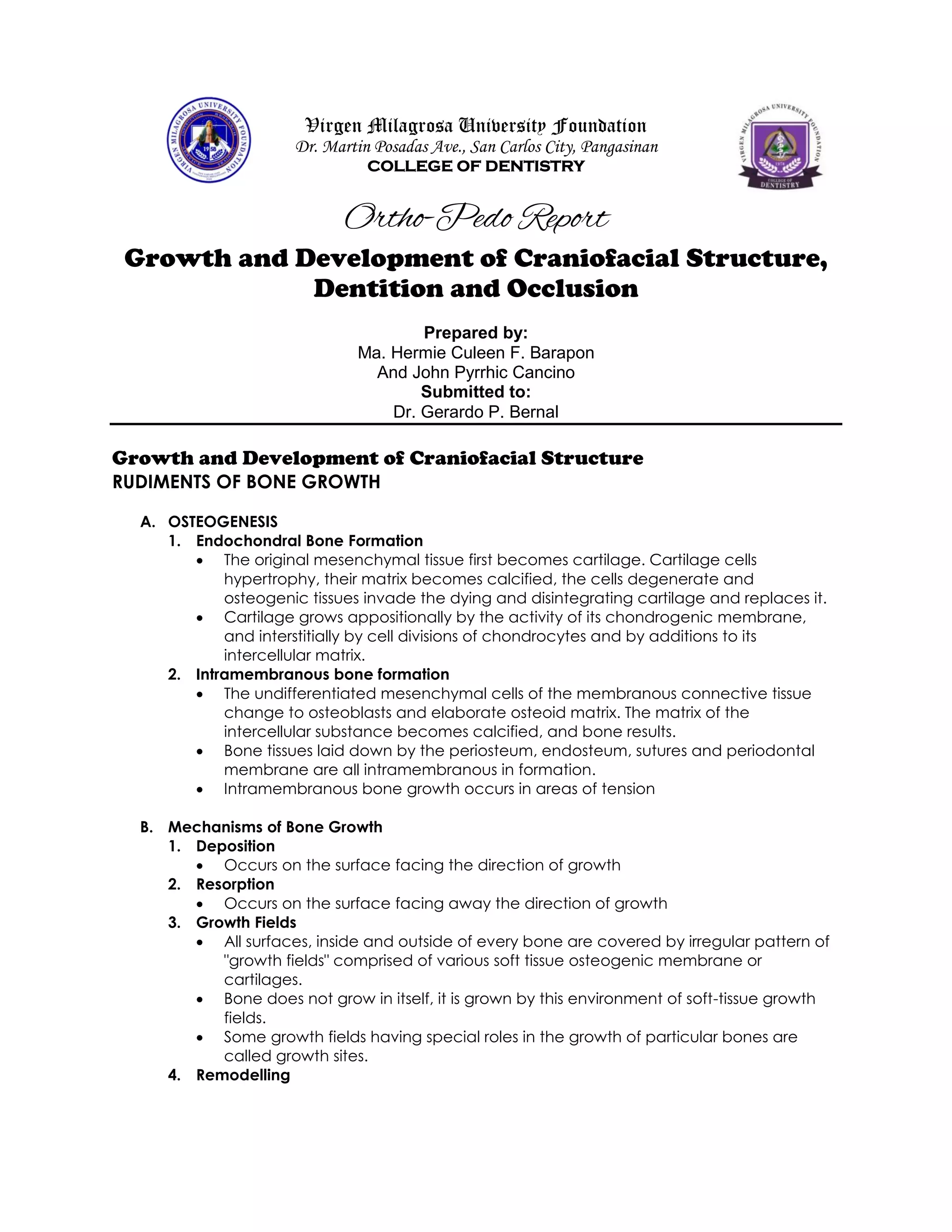 Growth and Development of Craniofacial Structure, Dentition and ...