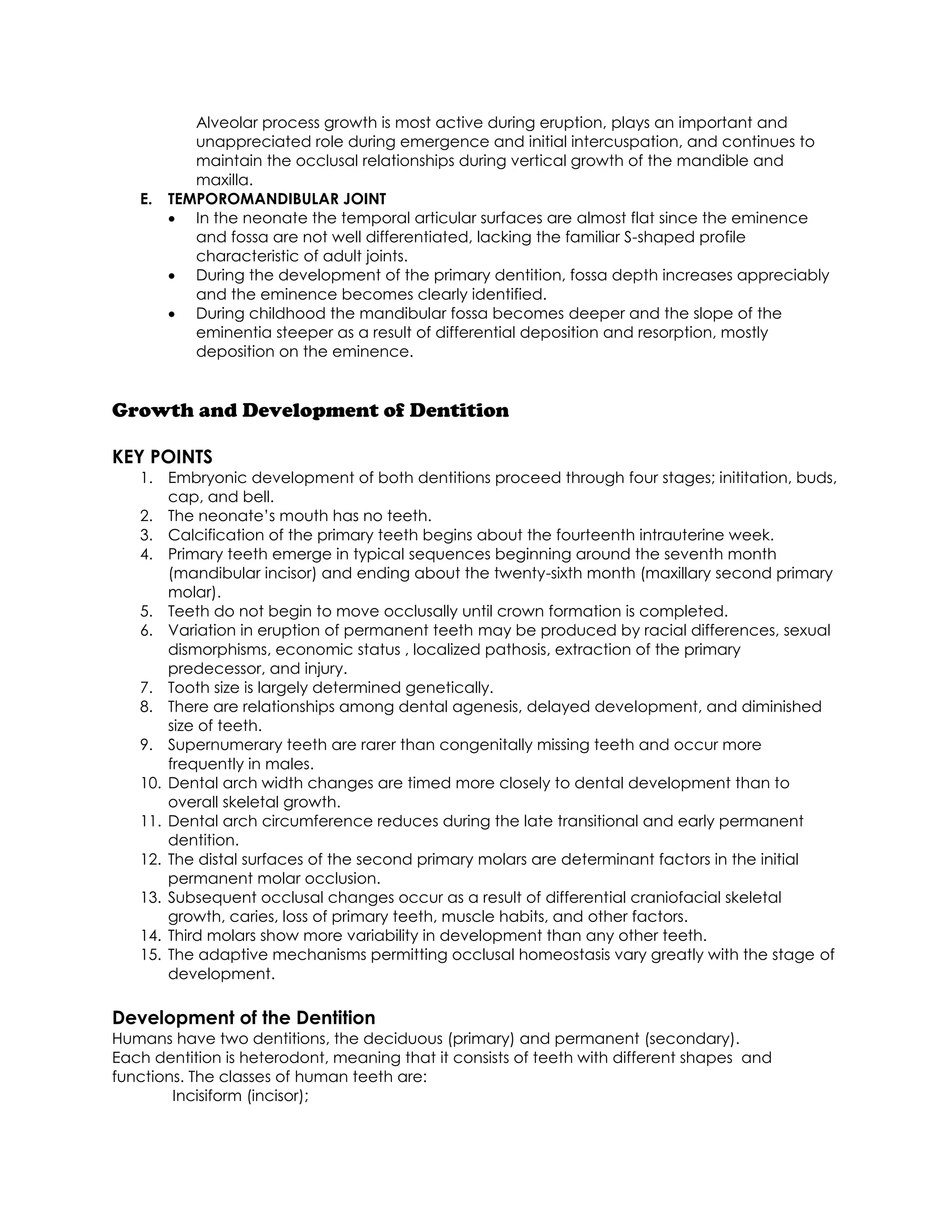 Growth and Development of Craniofacial Structure, Dentition and ...