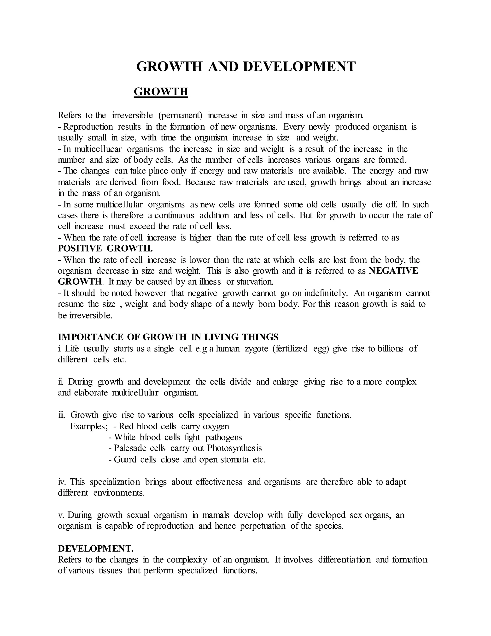 Growth and development | DOCX