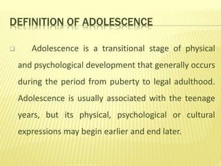 Growth and development during adolescence | PPTX