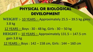 Growth and development of 10 12 yrs school going | PPTX