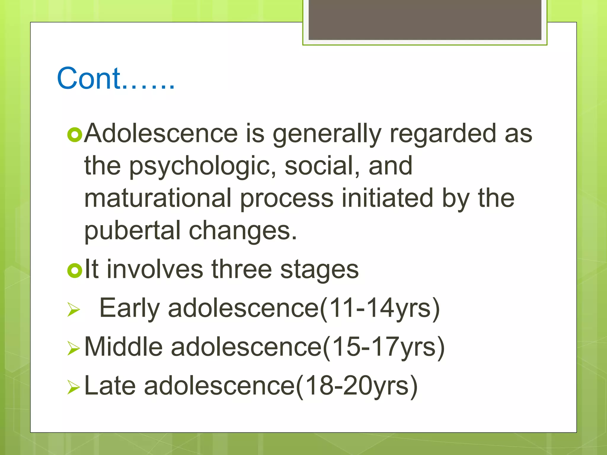 Growth and development of adolescence | PPTX